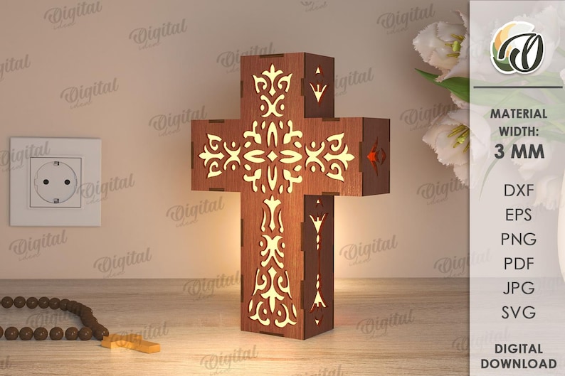 3D Cross Lamps Bundle, Cross Standing Lantern Laser Cut, Religious ...