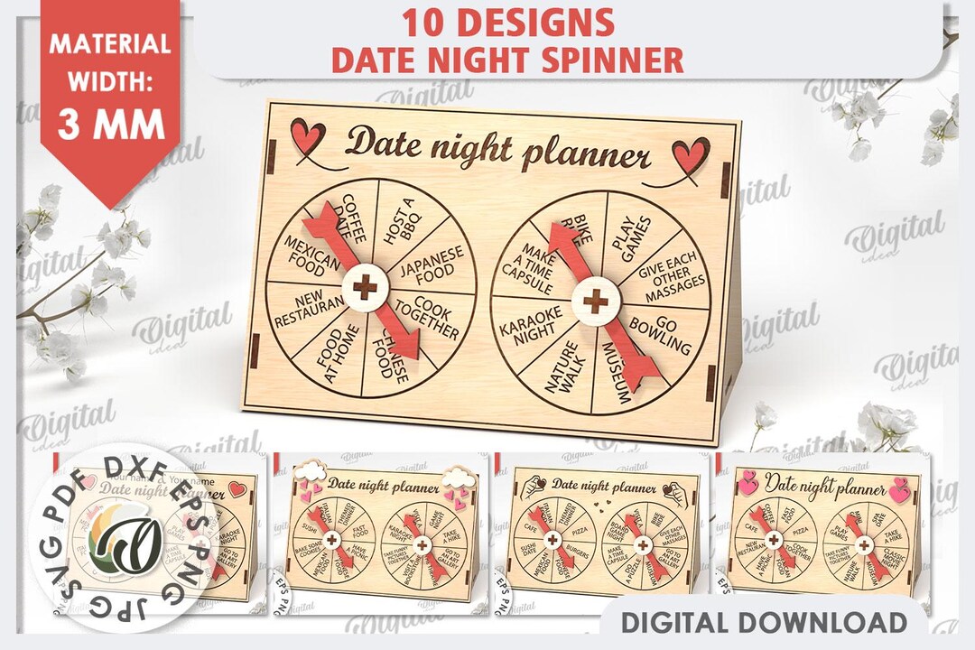 3D Valentine's Day Date Night Planner Bundle, Valentine Date Spinner ...