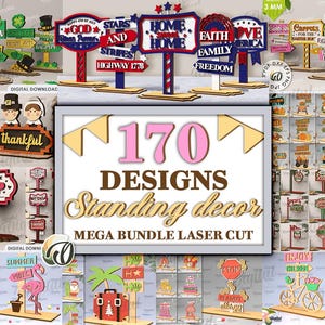 3D Standing Decor Laser Cut Mega Bundle, 170 Home Decor Designs, Wooden ...