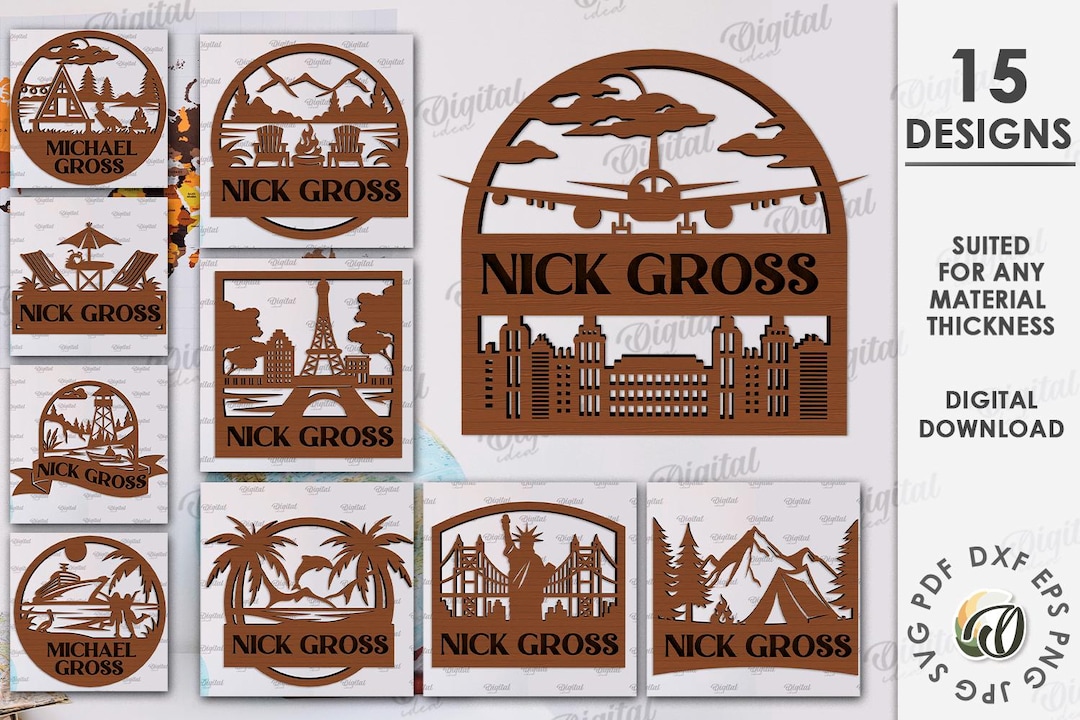 Personalized Signs for Travelers Laser Cut Bundle, Wooden Traveler Sign ...