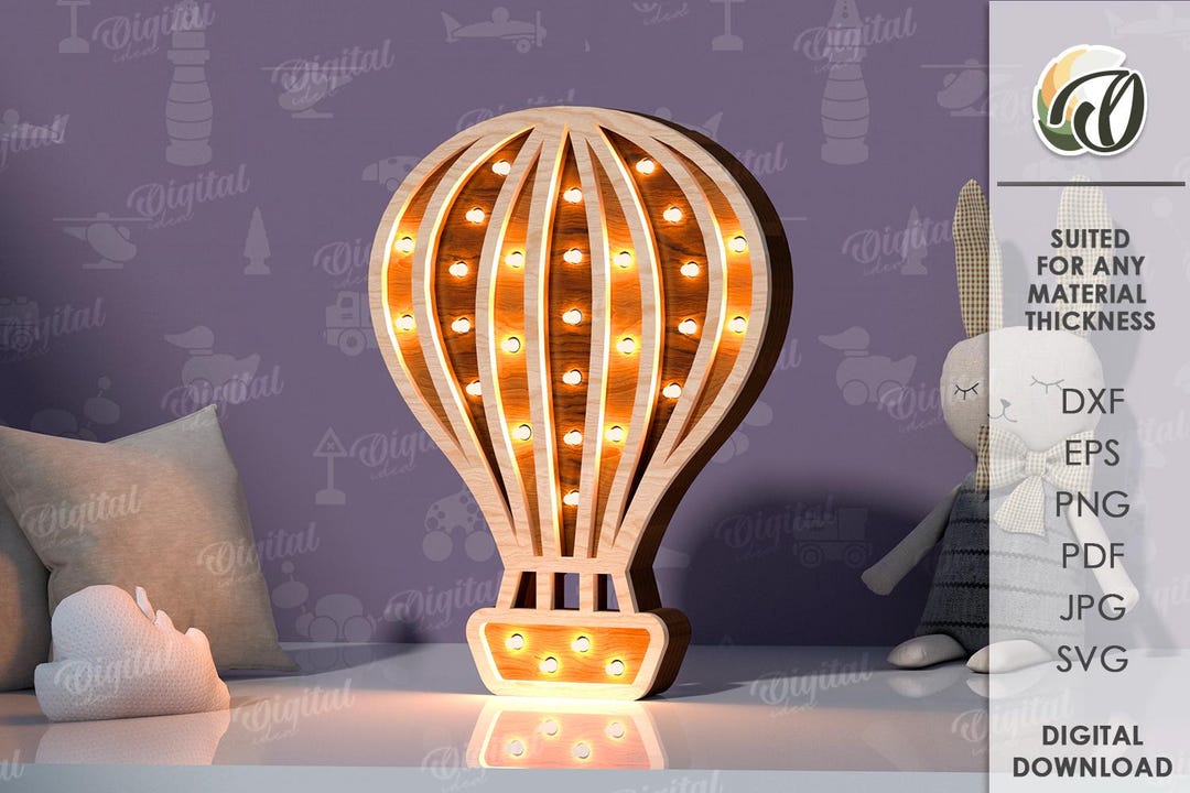 3D Wooden Kids Hot Air Balloon Led Nightlight, Nursery Night Lamp Laser ...