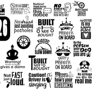 Car Decals SVG Bundle, Funny Car Quotes, Car Sayings Stickers SVG ...