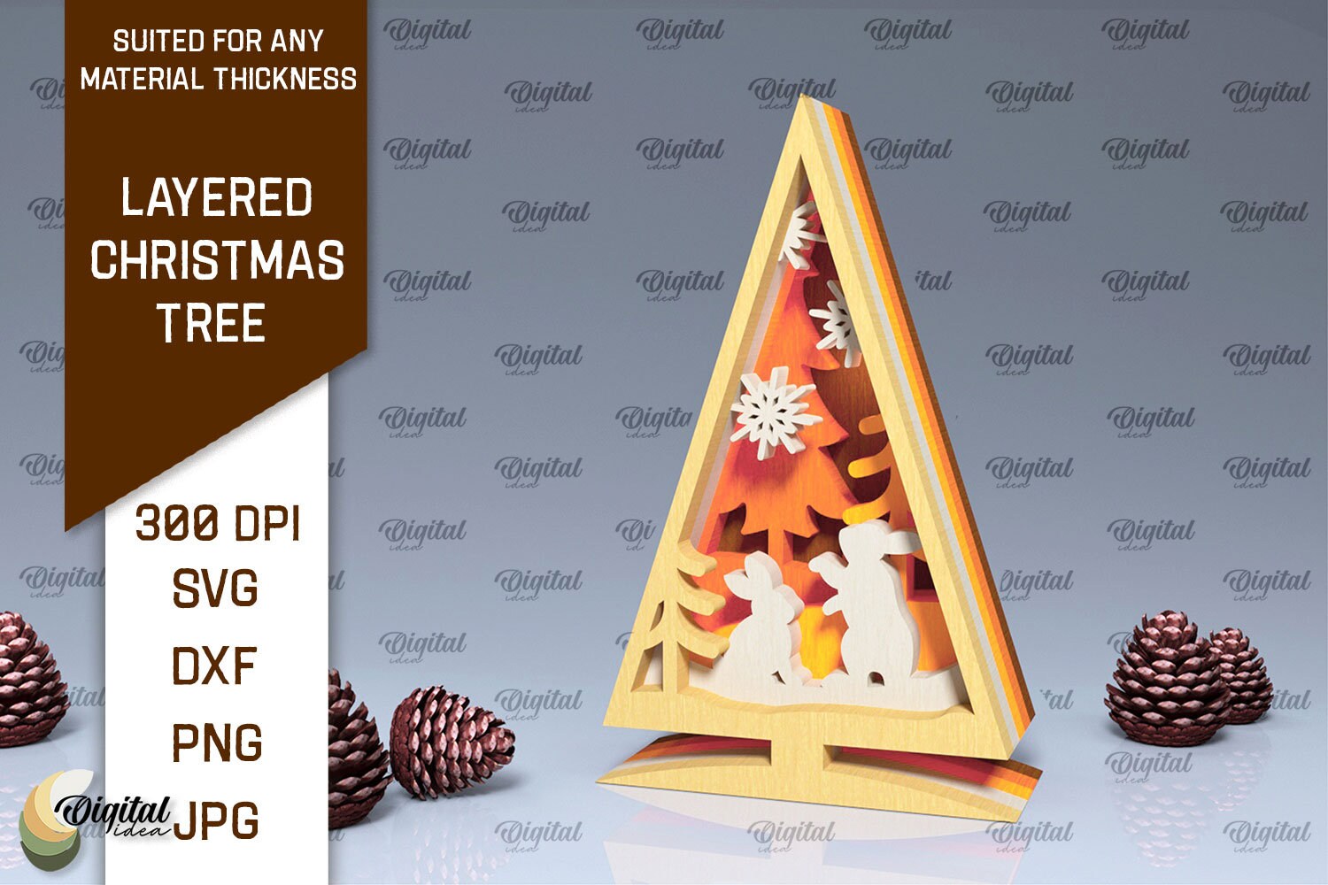 3D Layered Christmas Trees Bundle, Christmas Pine Tree Laser Cut ...