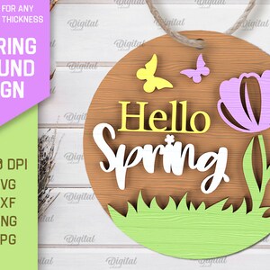 3D Spring Round Signs Bundle, Welcome Spring Svg, Round Layered Sign ...