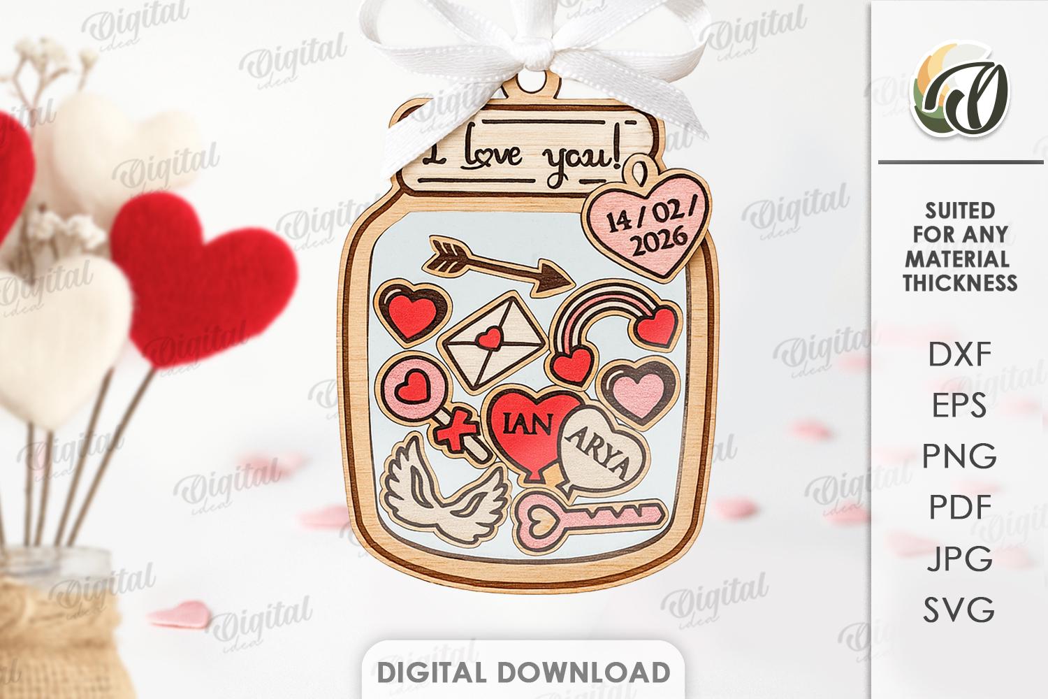 3D Valentine's Day Shakers Bundle, Love Ornament Laser Cut ...