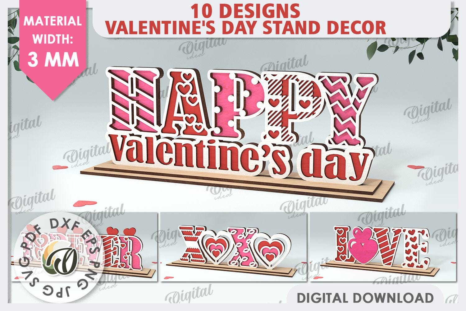 3D Valentine's Day Stands Bundle, Layered Love Stand Decor Laser Cut ...