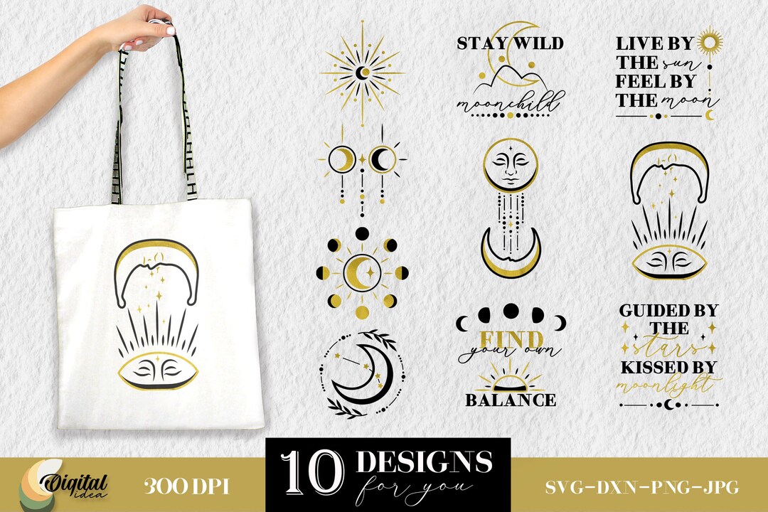 Celestial SVG Bundle, Sun and Moon Designs, Celestial Quotes and ...