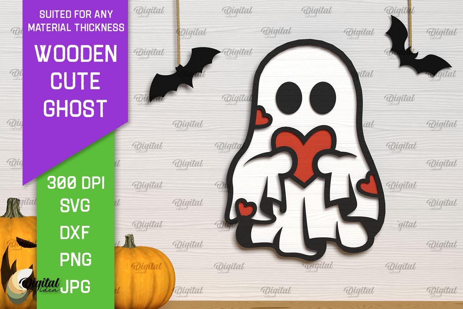 3D Wooden Cute Ghosts Bundle, Halloween Ghost Laser Cut, Halloween Sign ...
