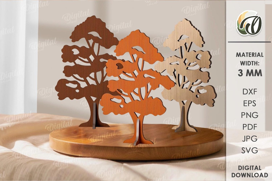 3D Fall Trees Bundle, Freestanding Tree Laser Cut, Autumn Tree Svg ...