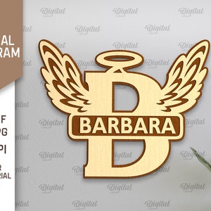Memorial Monogram Alphabet Bundle, 3D Laser Cut, Angel Wings Monogram ...