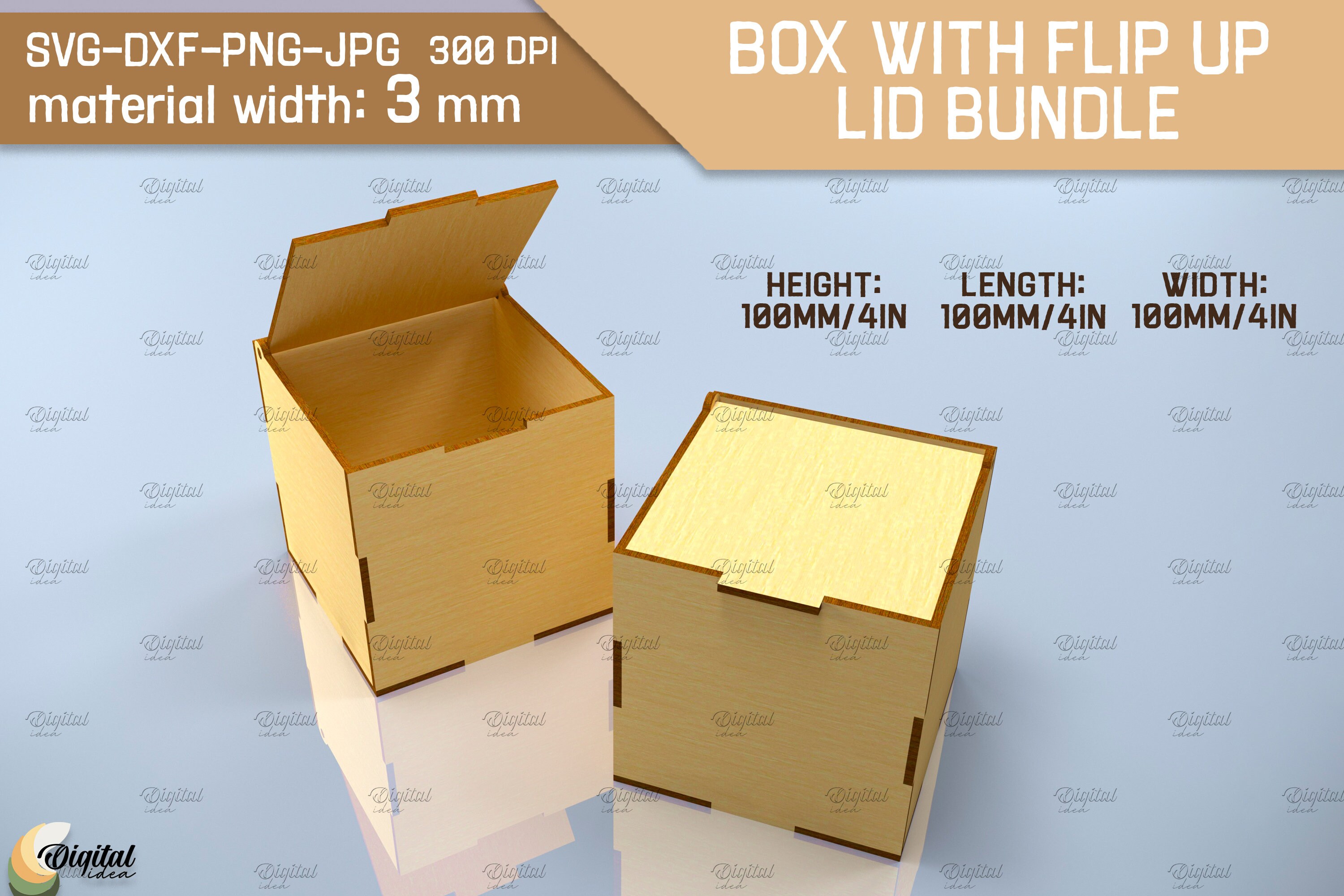 Boxes With Flip up Lid Laser Cut Bundle Box Template Storage - Etsy