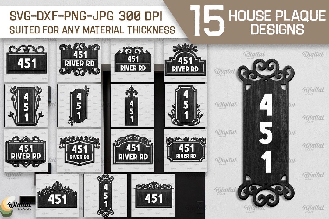 Decorative House Plaques Bundle, Custom Address Sign Laser Cut, House ...