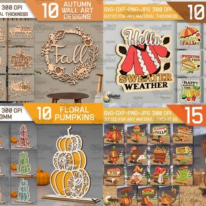 Fall Laser Cut Mega Bundle, 227 Home Decor Lasercut Designs, 3D Laser ...