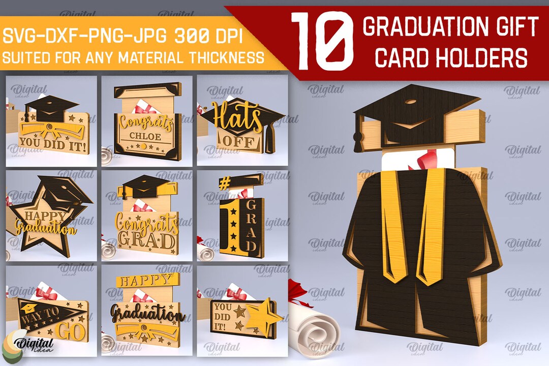 3D Graduation Gift Card Holders Bundle, Gift Card Holder Lasercut, Card ...