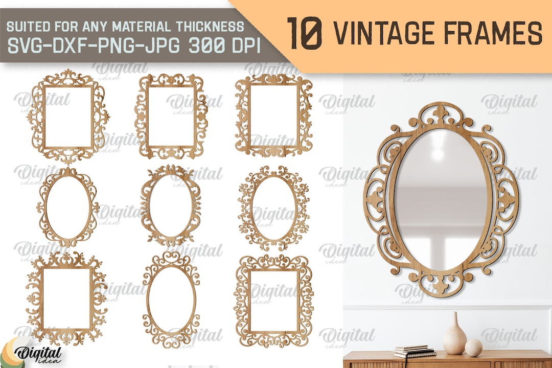 Vintage Frames Bundle, Decorative Frames Laser Cut, Photo Frame Paper ...