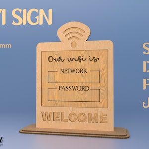 Wifi Sign Lasercut, 3D Wifi Password Tabletop Stand, Personalized Wifi ...