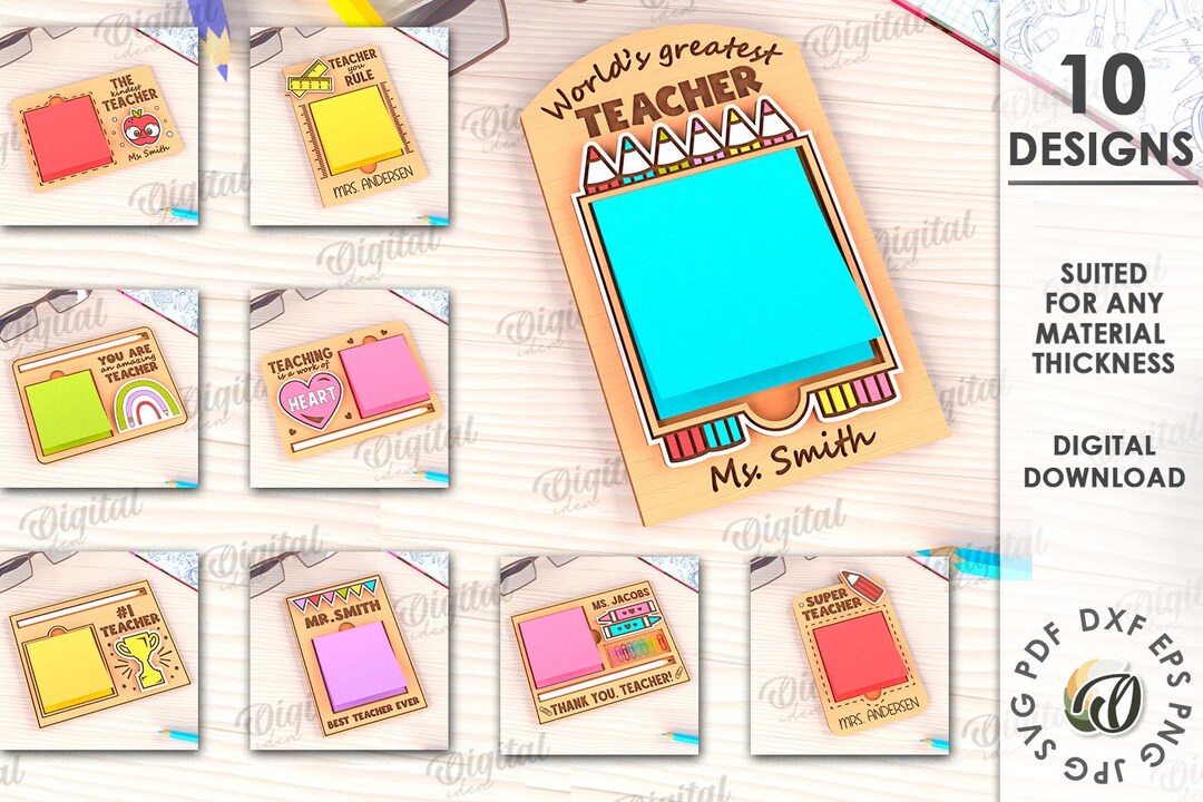 3D Teacher Note Holders Bundle, Personalized Note Holder Lasercut ...