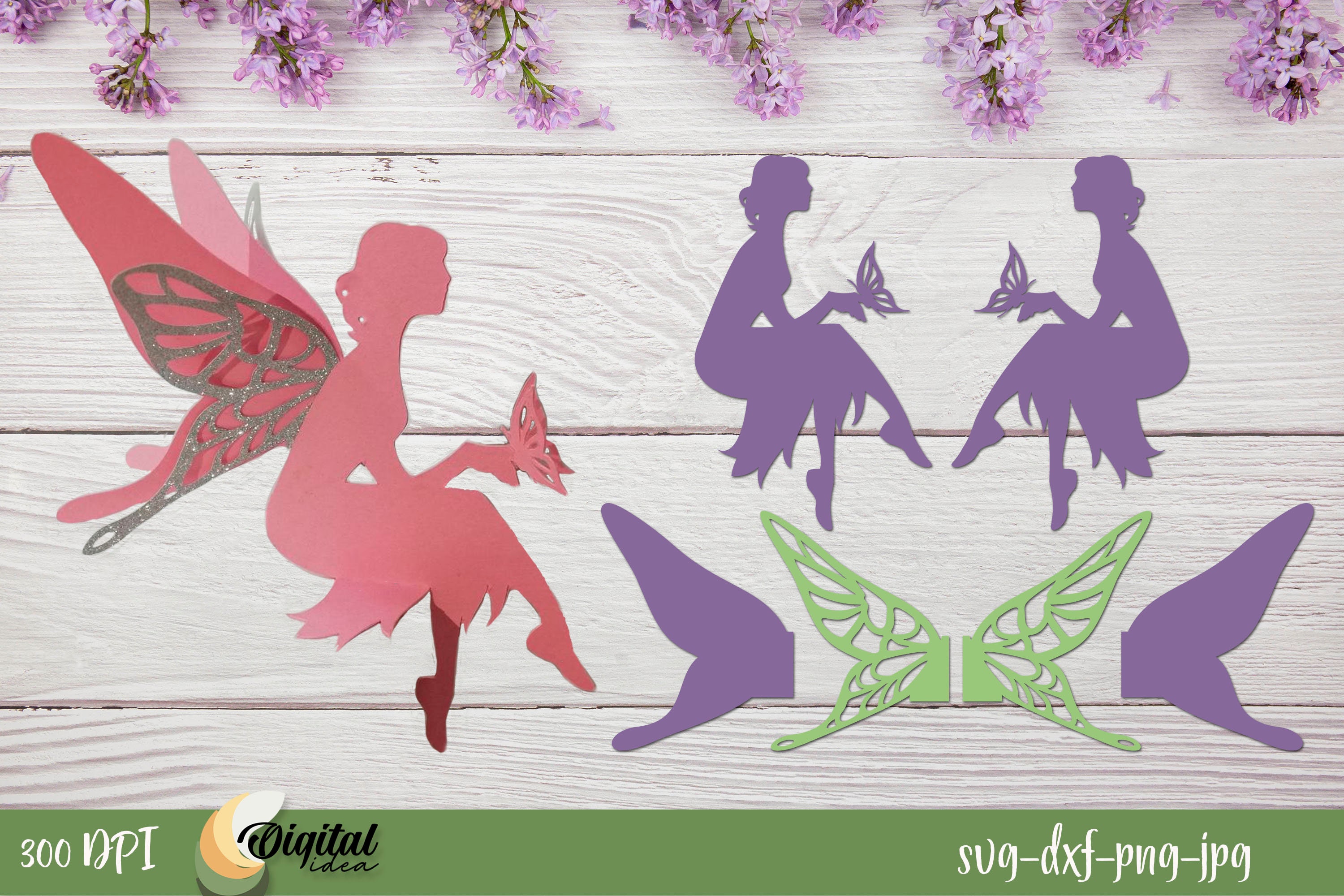 Fairies Bundle Svg, 3D Fairies Paper Cut Template, 3D Wings, 3D Fairy ...