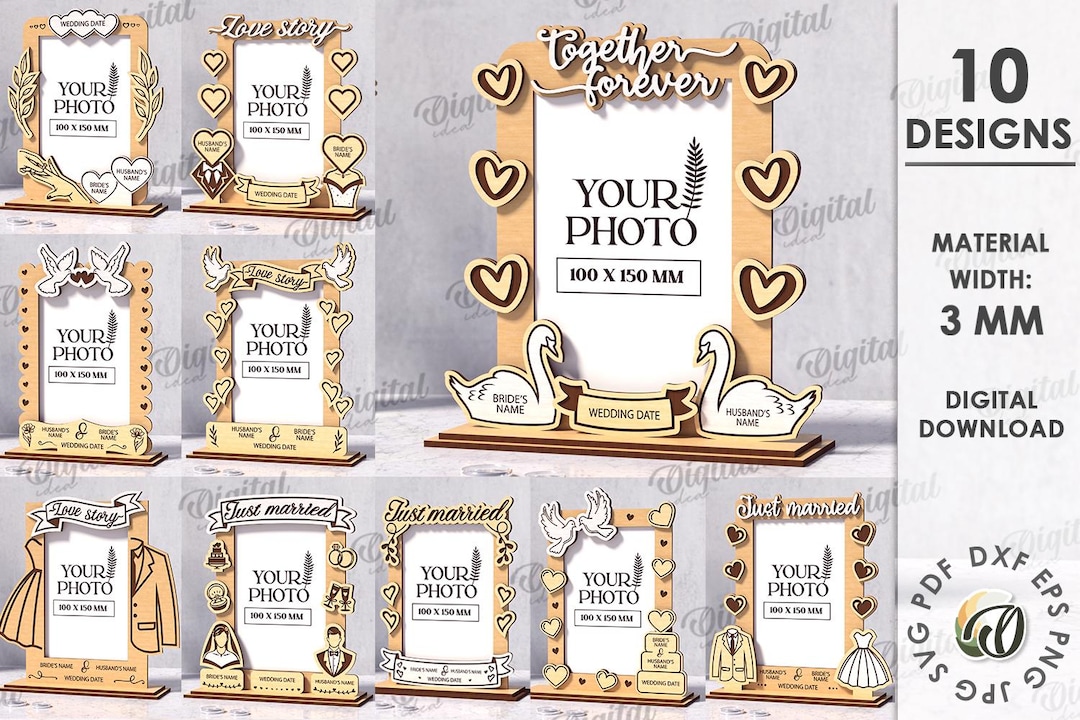 3D Personalized Wedding Picture Frames Bundle, Newly Wed Frame With ...