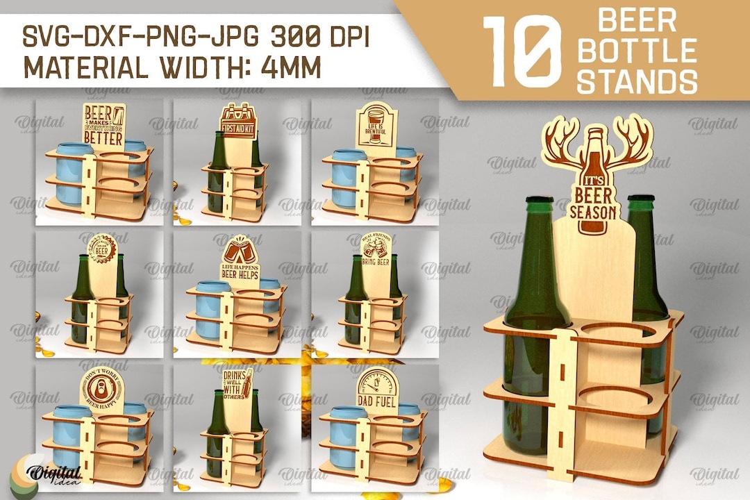 3D Beer Bottle and Can Stands Bundle, Beer Can Holder Lasercut, Father ...