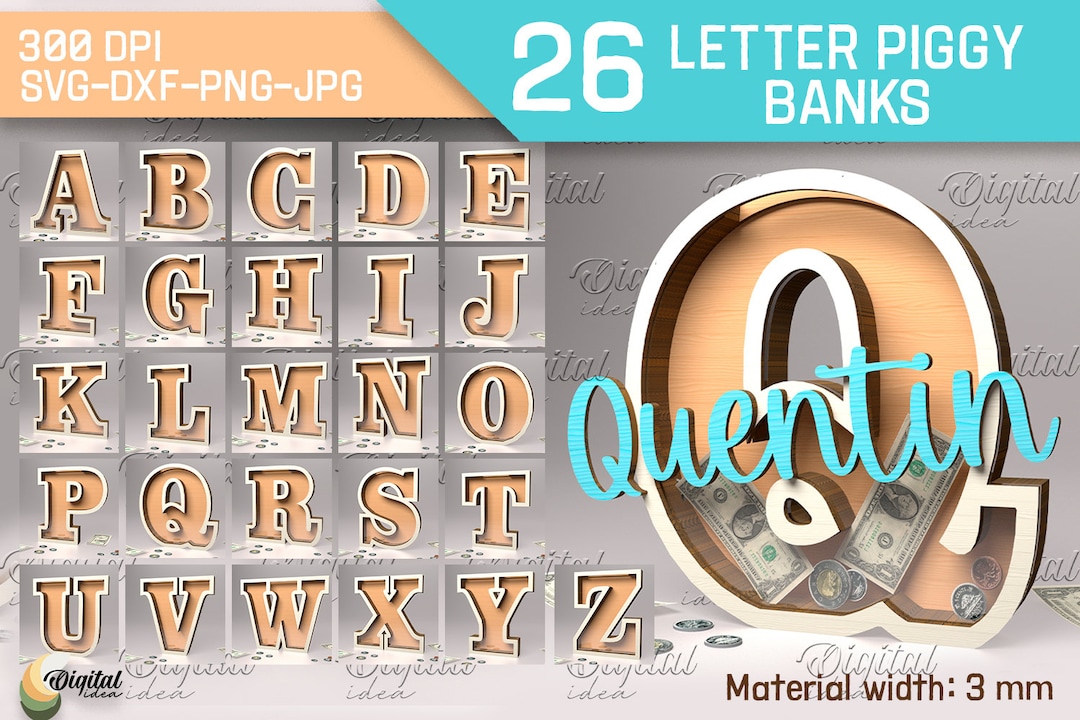 3D Letter Piggy Banks Bundle, Alphabet Piggy Bank Box, A to Z, 26 Money ...