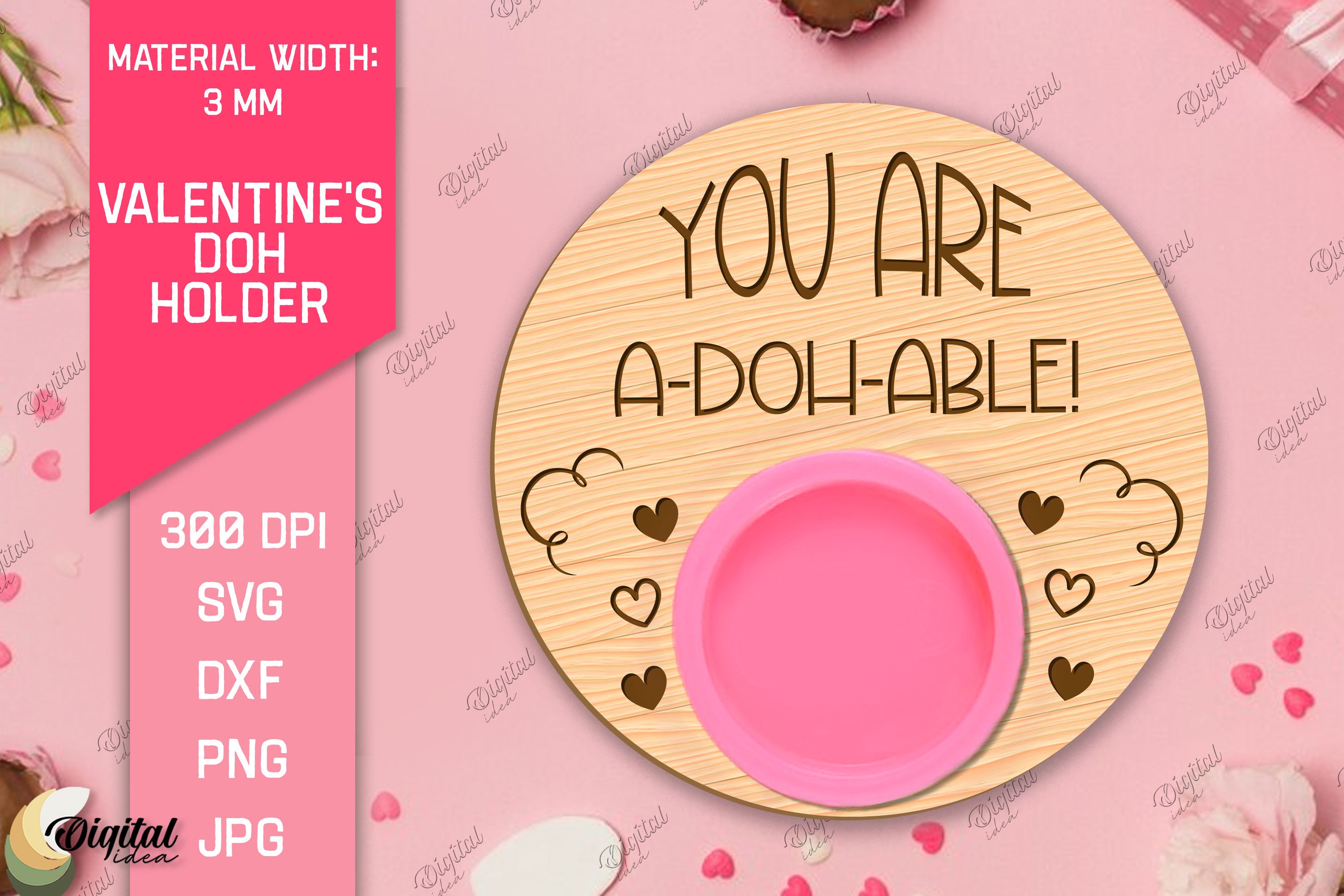 Valentine's Day Play Doh Holders Bundle, Playdoh Holder Laser Cut, Kids ...