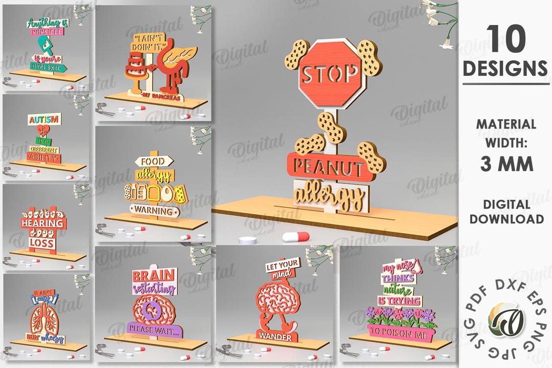 3D Medical Alert Stands Bundle, Medical Alert Decor Lasercut, Shelf ...