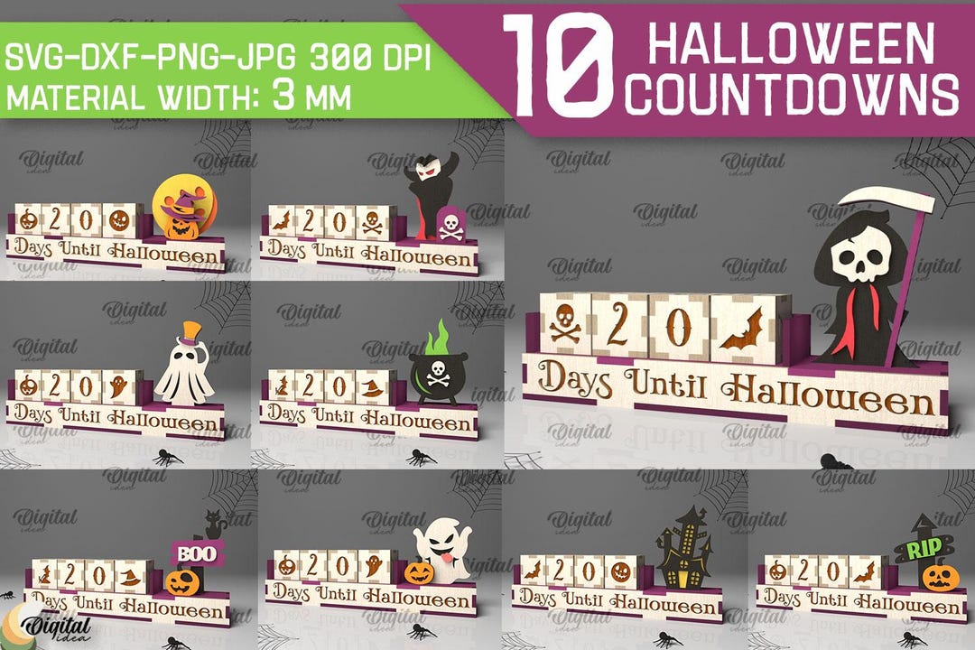 3D Halloween Countdowns Bundle, Days Until Halloween Countdown With ...