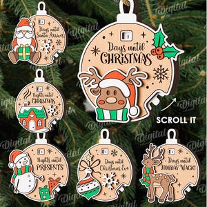 3D Christmas Ornament Countdowns Bundle, Xmas Tree Scroll Ornament ...