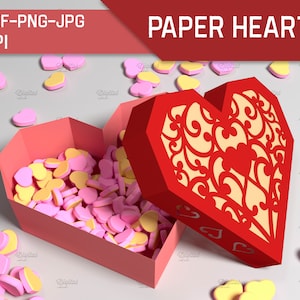 Valentine's Day Heart Boxes Bundle, Heart Shaped Candy Box Papercut, 3D ...