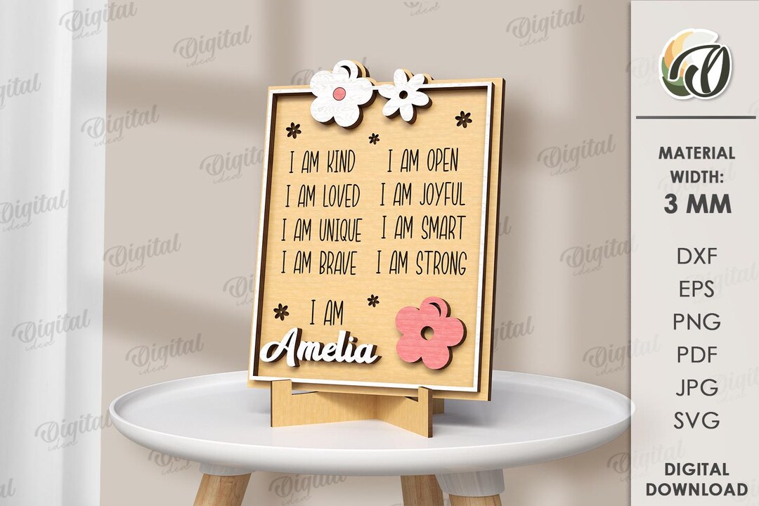 3D Kids Affirmation Sign, Positive Affirmations Plaque With Stand Laser ...