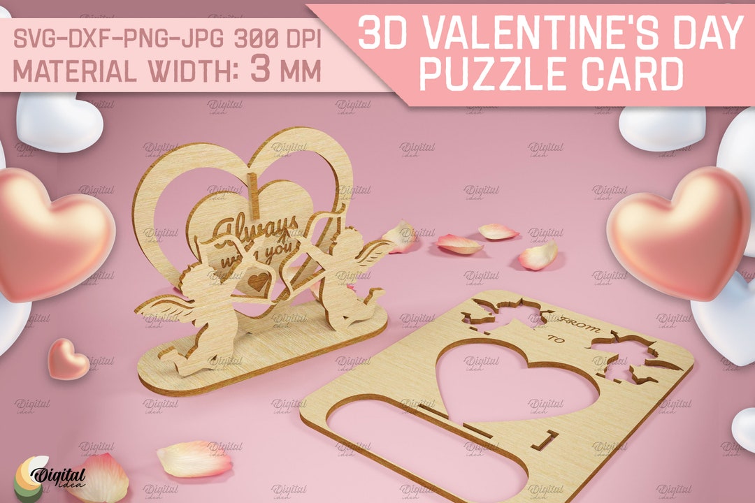 3D Valentine's Day Card With Cupids, Valentine Gift, Love Card Stand ...