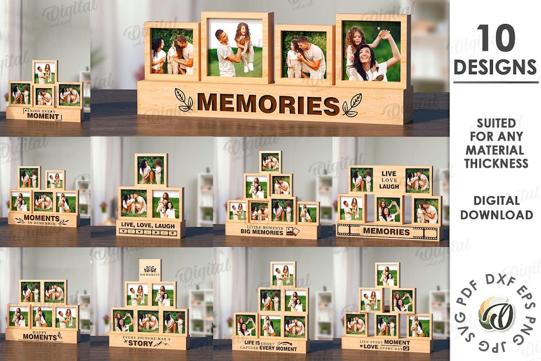 3D Stacked Photo Frames Bundle, Stacking Picture Frame Blocks Laser Cut ...