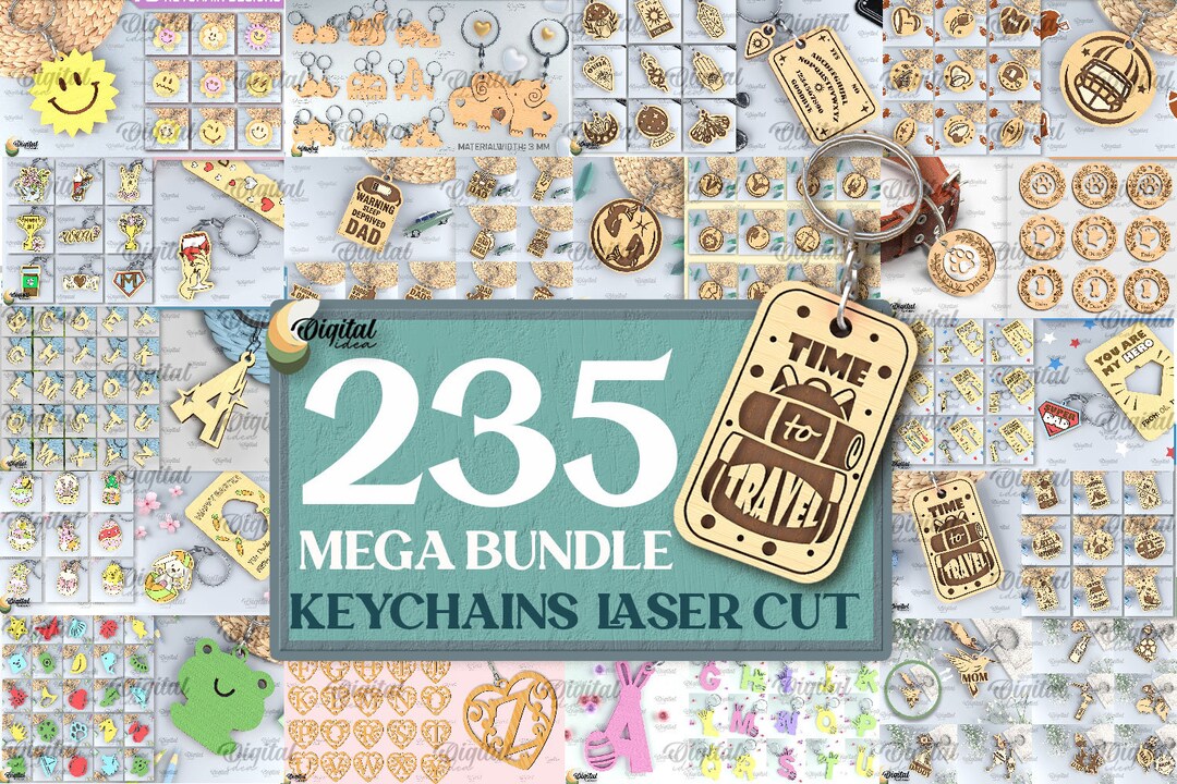 Keychain Laser Cut Mega Bundle, 235 Engraved Keyring Lasercut Deisgns ...