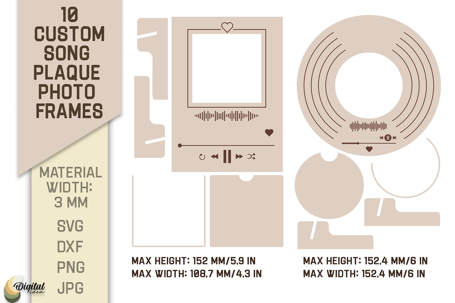 3D Personalized Song Plaque Photo Frames Bundle, Custom Spotify ...