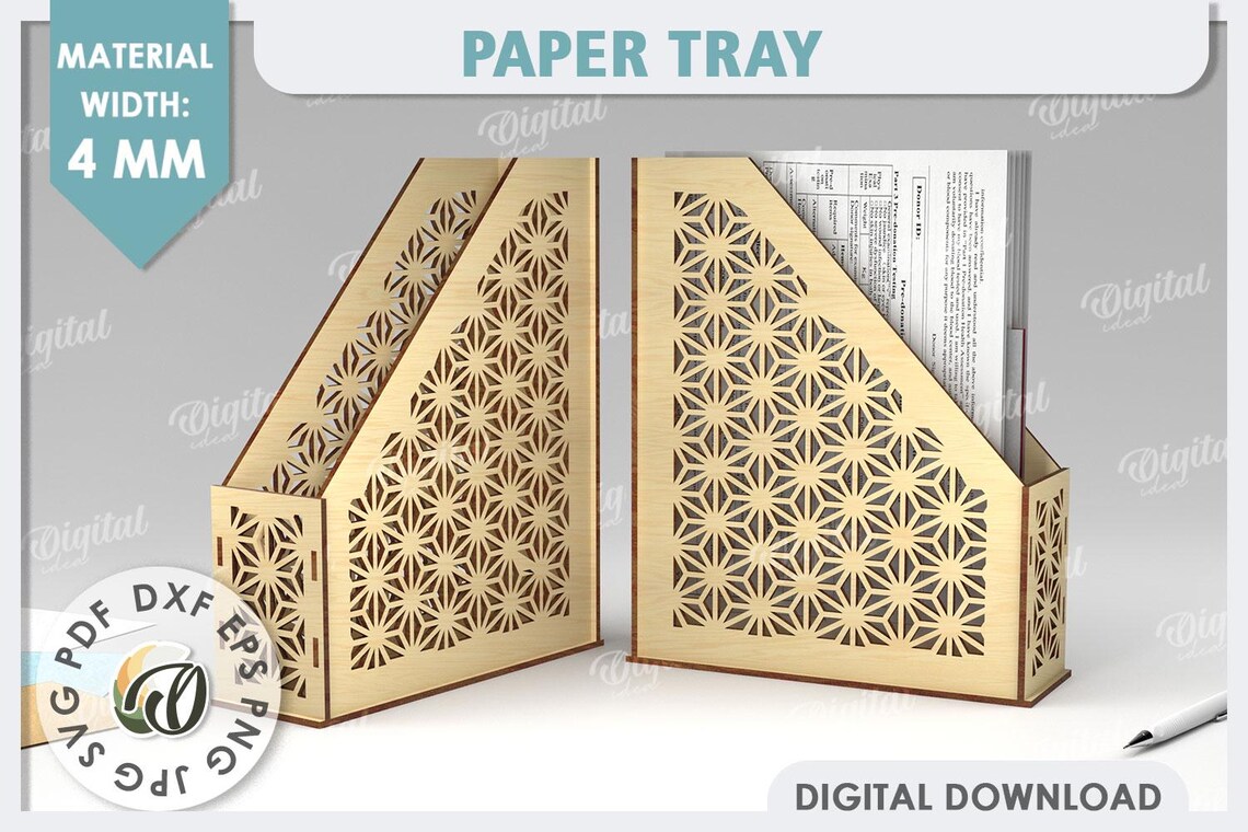 3D Paper Trays Bundle, Paper Desk Organizer Laser Cut, Document Storage ...