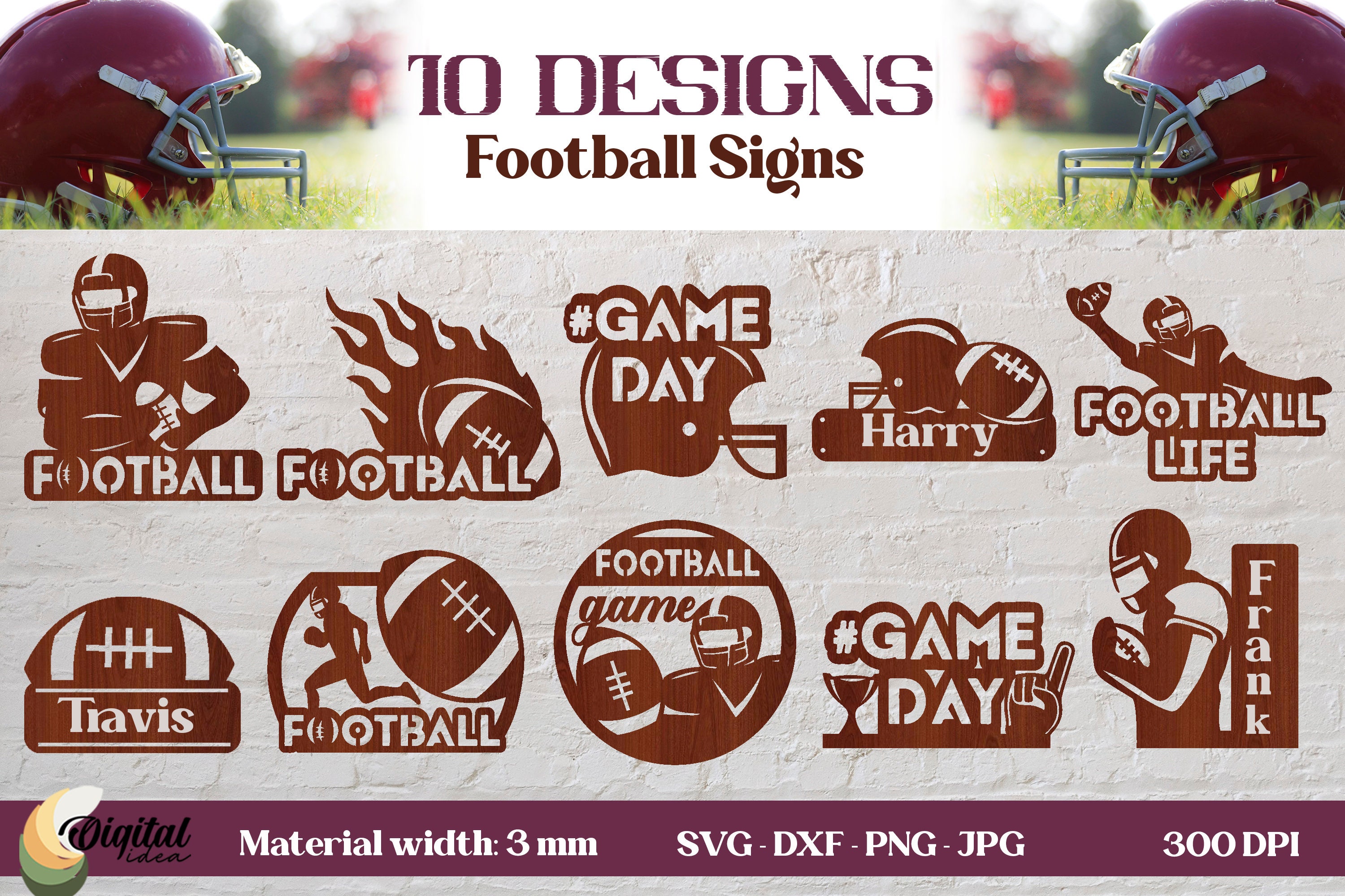 Football Lasercut SVG Bundle, Football Hanging Wall Sign, Sports Svg ...