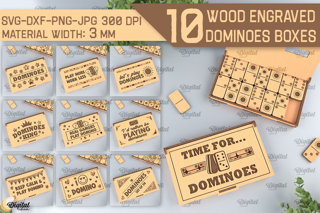 Dominoes Lasercut SVG Bundle, 3D Domino Box Set Laser Cut, Box and ...