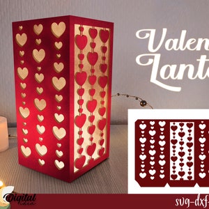 Valentine's Day Papercut Lantern Bundle, Valentines Lantern Template ...
