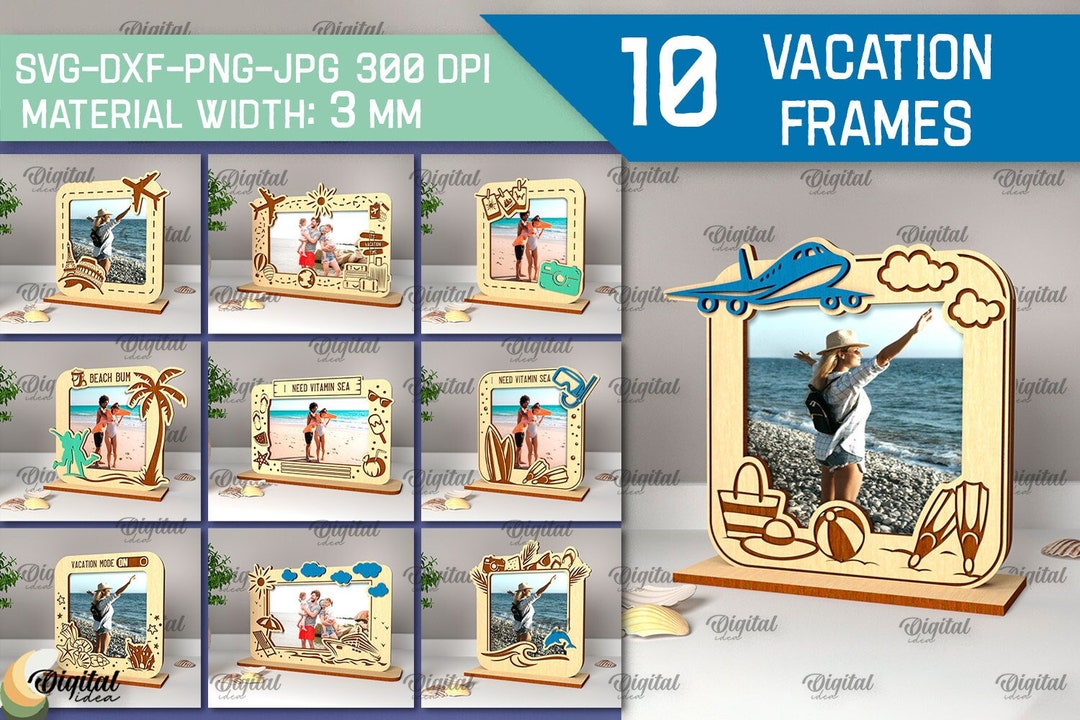 3D Vacation Frames Bundle, Vacation Frame With Stand, 3D Laser Cut ...
