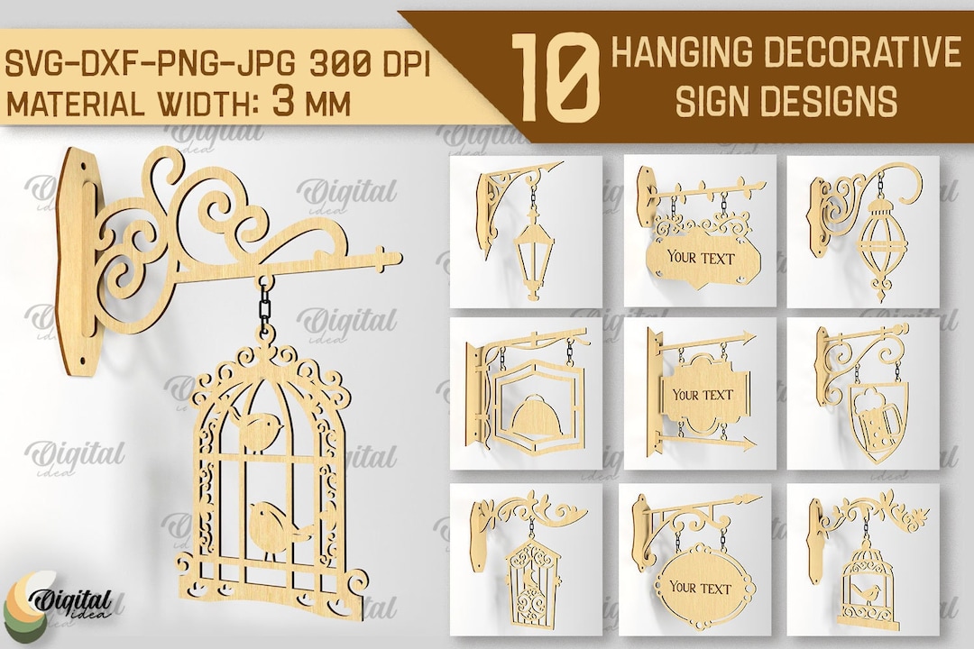Hanging Decorative Signs Bundle, 3D Laser Cut, Personalized Welcome ...