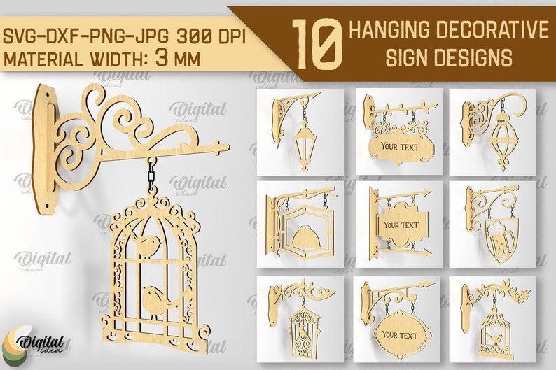 Hanging Decorative Signs Bundle, 3D Laser Cut, Personalized Welcome ...