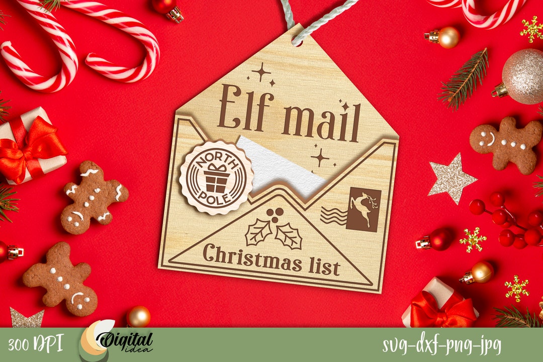 Elf Mail, Letter to Santa Envelope SVG, Lasercut Dear Santa Decor ...