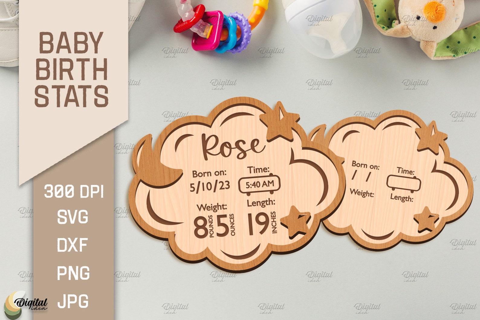Custom Baby Birth Stats Laser Cut Bundle, 3D Layered Newborn Chart, New ...