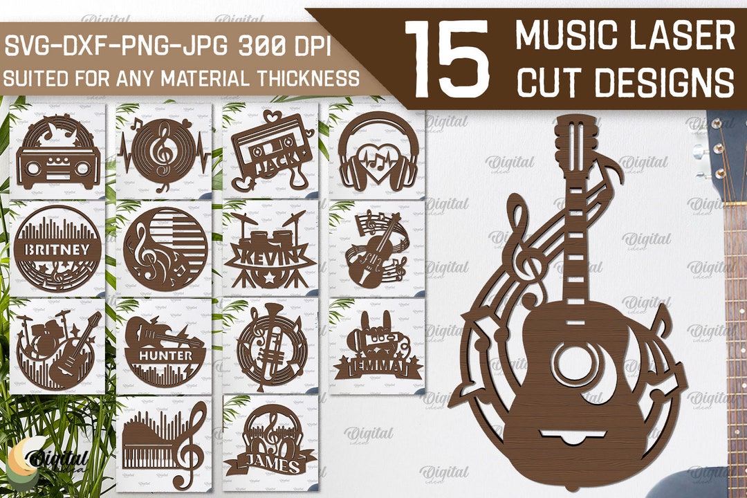 Music Signs Bundle, Musical Instruments Laser Cut, Music Notes Paper ...