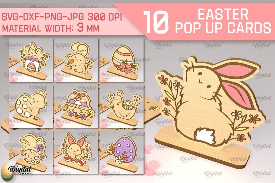 3D Easter Pop up Cards Bundle, Easter Greeting Card Laser Cut, Wooden ...
