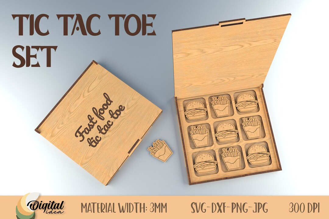 Fast Food Tic Tac Toe Set, Tic Tac Toe Lasercut, Tic Tac Toe 3D Sets ...