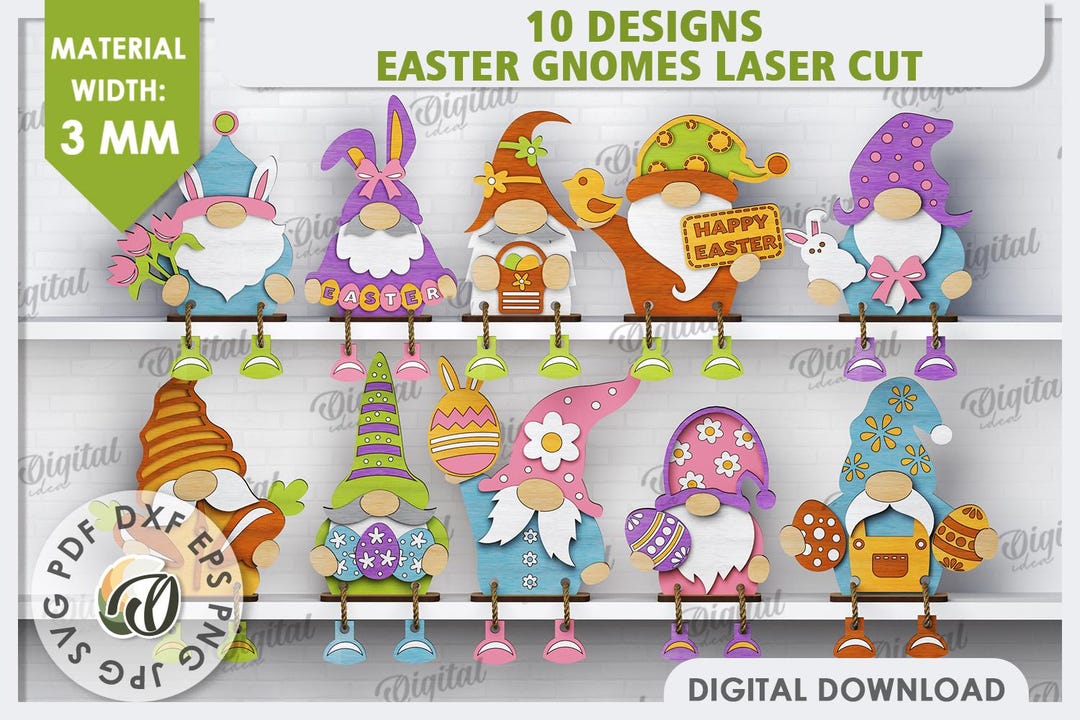 3D Easter Gnomes Bundle, Layered Gnome Laser Cut, Easter Bunny, Shelf ...