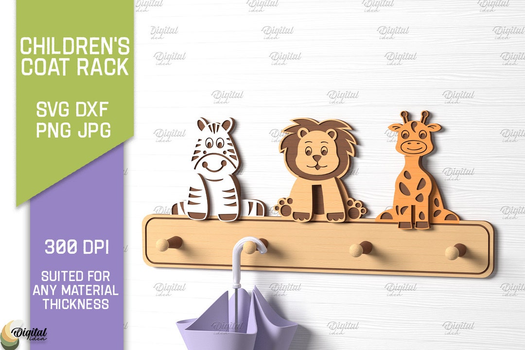 Cute Animals Children's Coat Rack, Baby Clothes Hanger Laser Cut, 3D ...