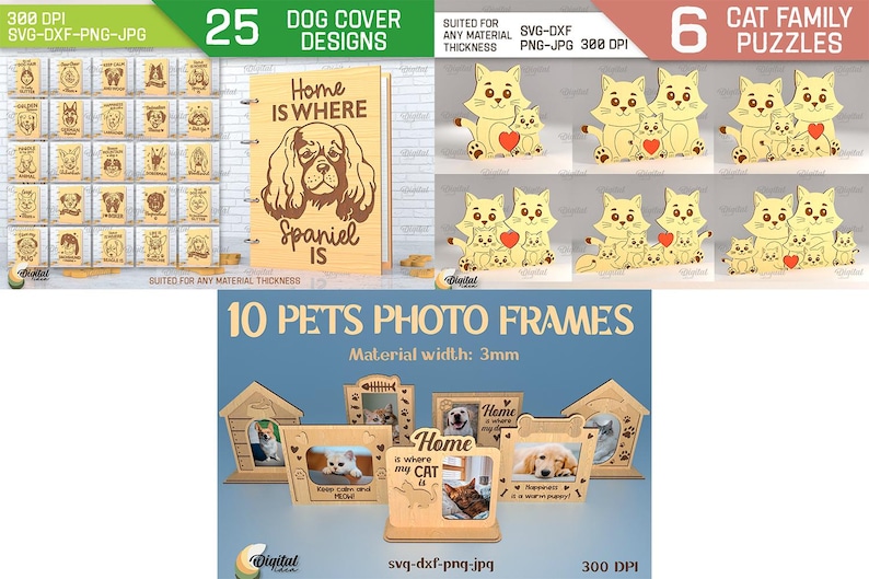3D Pets Laser Cut Mega Bundle, 224 Pet Lasercut Designs, Pet Memorial ...